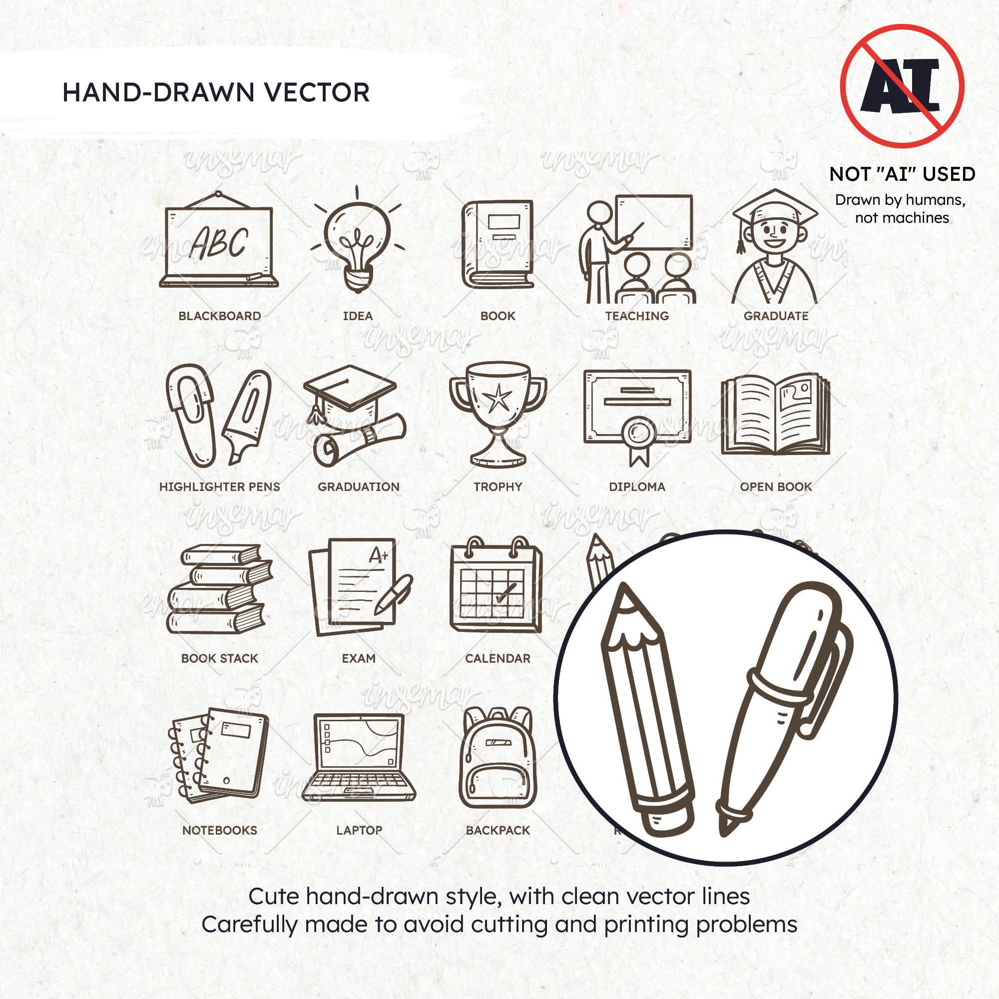 Shool Icon Set, Doodle School Icons, Line Art Back to School ...