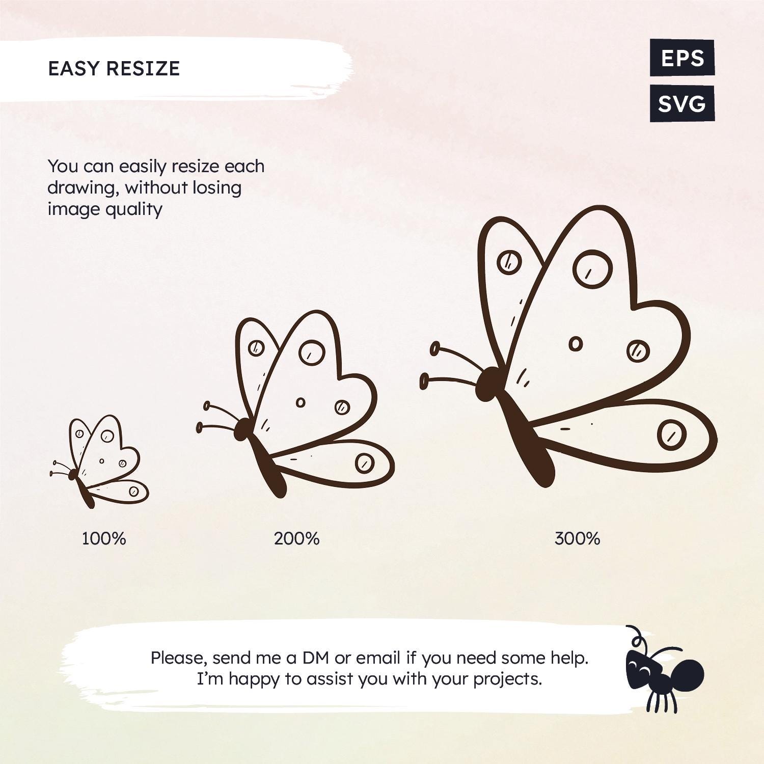 Spring Doodles: Floral & Butterfly Designs (EPS, SVG, PNG) - Etsy