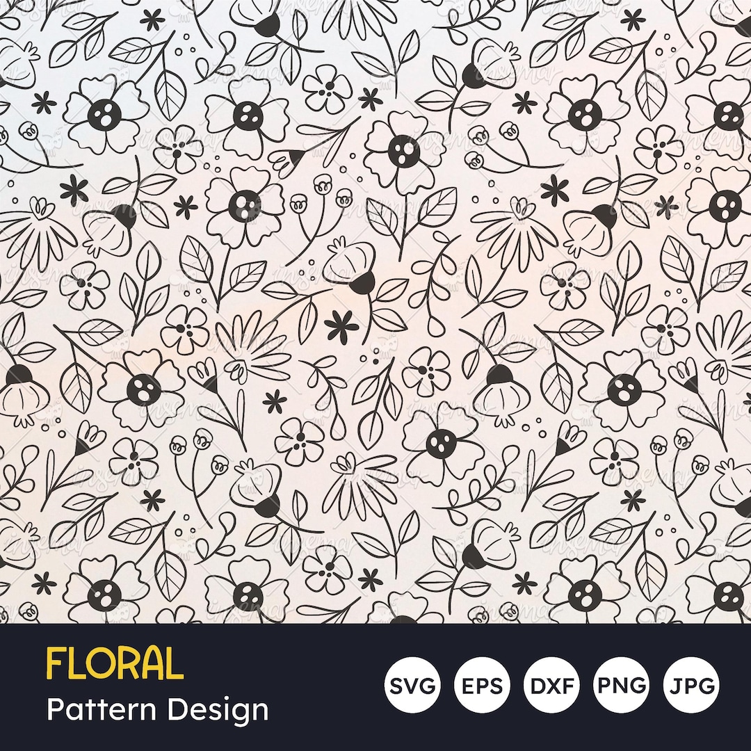 Floral Pattern SVG: Seamless Flower Design for Laser Cutting (digital ...