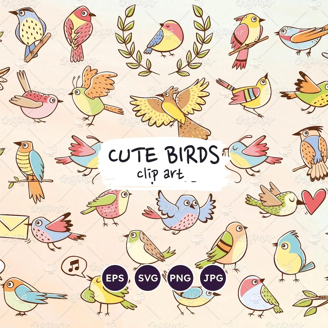 Birds Clip Art, Cute Bird Illustrations, Little Bird Clip Art, Lovely ...