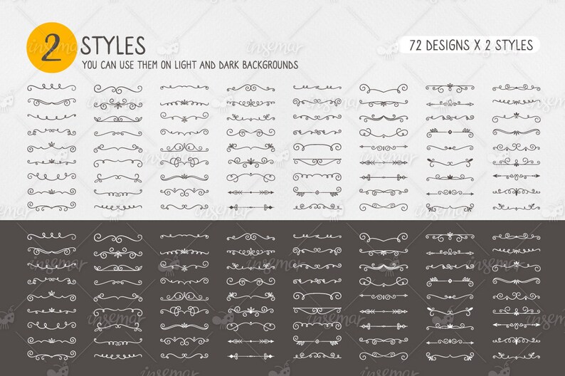 Vintage Text Dividers Hand Drawn Text Decoration Swirl Text - Etsy