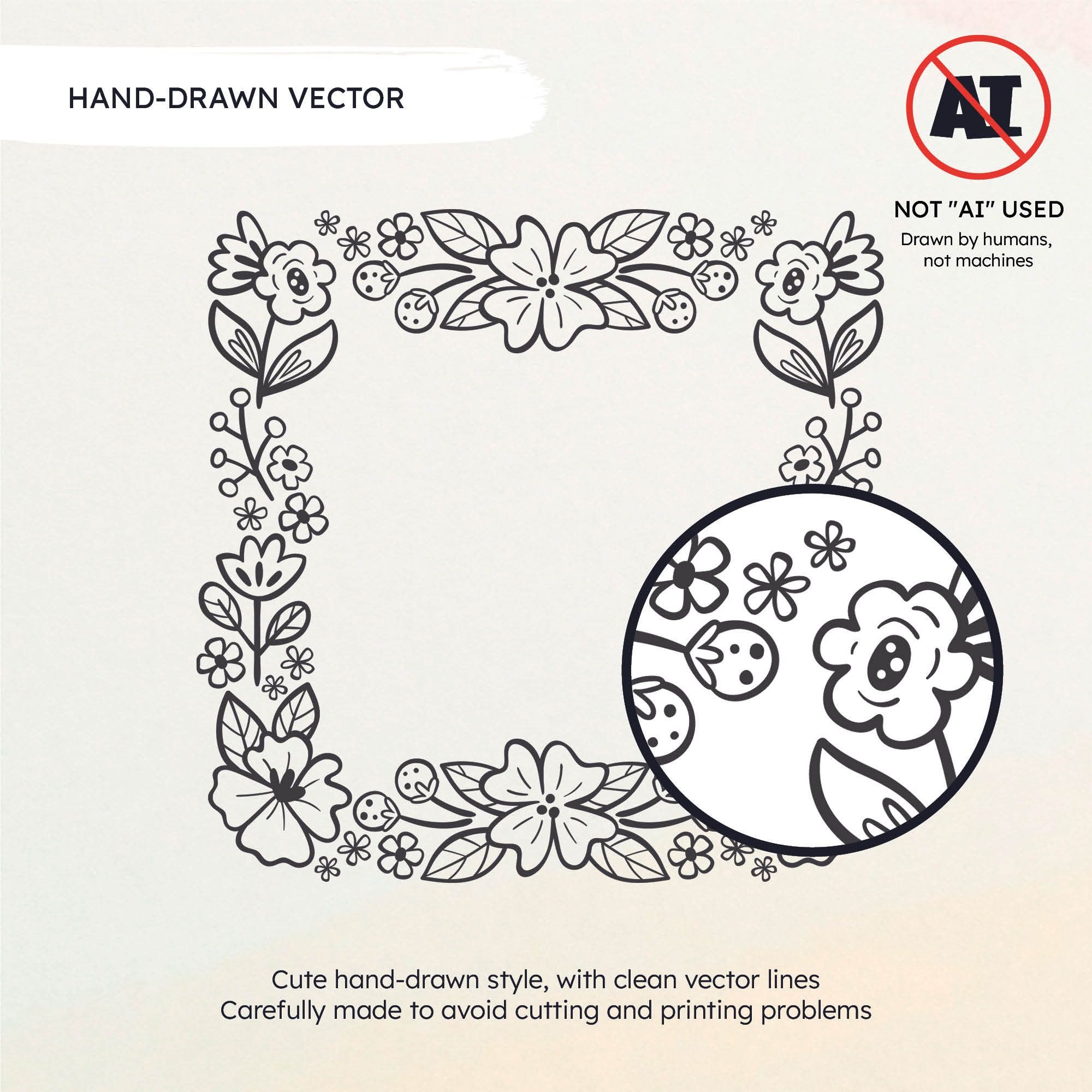 Floral Frames SVG, Botanical Frame Set, Wedding Floral Frames, Square ...