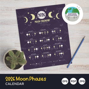 2026 Moon Phases Calendar Vector - Etsy