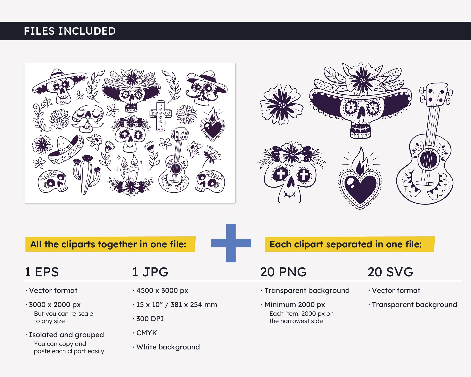 Day of the Dead Doodle Clip Art Set Dia De Los Muertos - Etsy