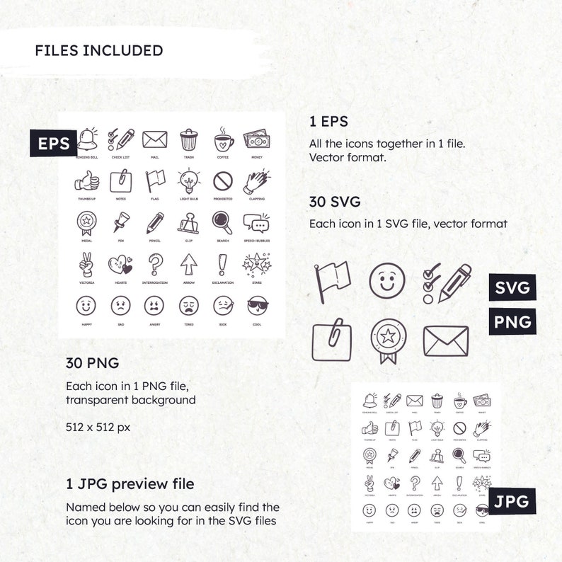 Planner Icons: Doodle Journaling Stickers. EPS, SVG, PNG - Etsy