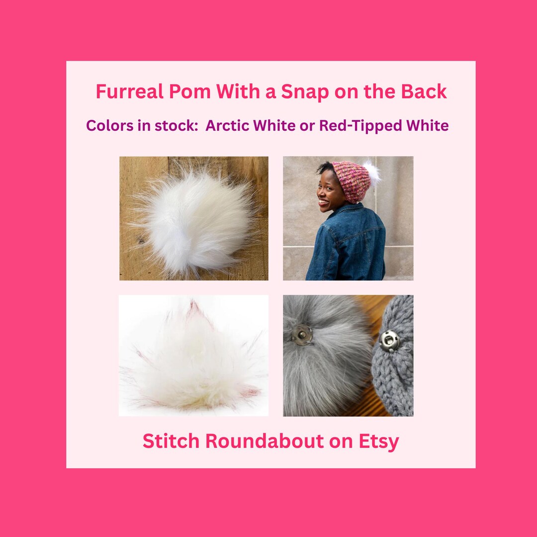 Furreal Pom Pom Hat Accessory - White or Red-Tipped | Fake Fur ...