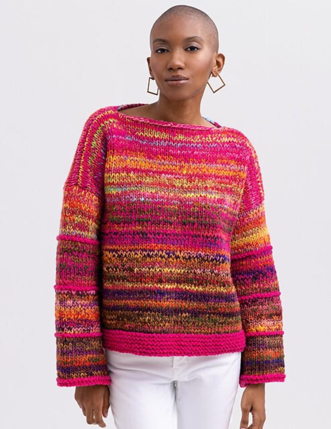 Pink Wool Sweater for Women LEVEL 2-3 Knitting Pattern Pink Wool ...