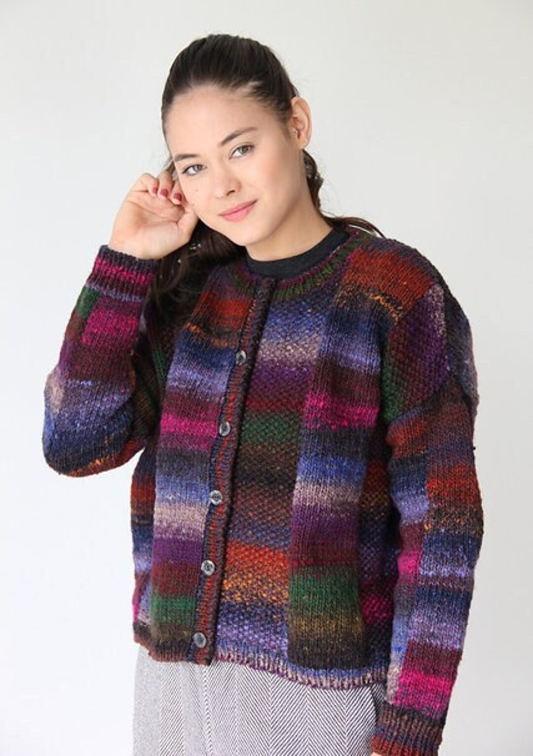 Purple Cardigan Pattern for Woman Dark Purple Wool Cardigan - Etsy