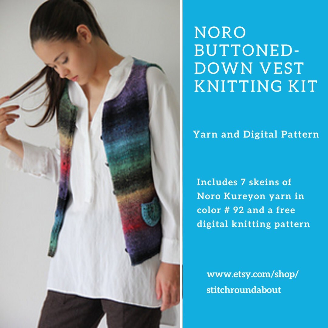 Noro Vest Knitting Kit / Noro Buttoned-down Vest Knitting Kit With Noro ...