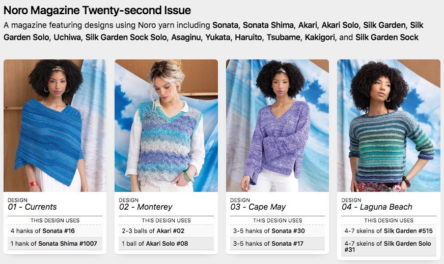 Noro Magazine 22 Contains 27 Spring and Summer Knitting Patterns and 3 ...