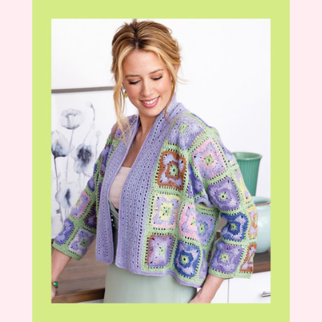 Woman's Short Granny Squares Jacket in XS to 4X - LEVEL 3 Intermediate ...