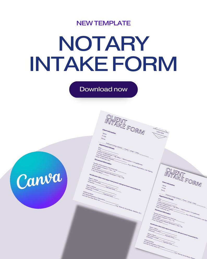 Notary Client Intake Forms- (editable Canva) - Etsy