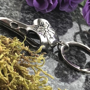 Gothic Raven Skull Keychain, Viking Compass Vegvisir, Nordic Wayfinder ...