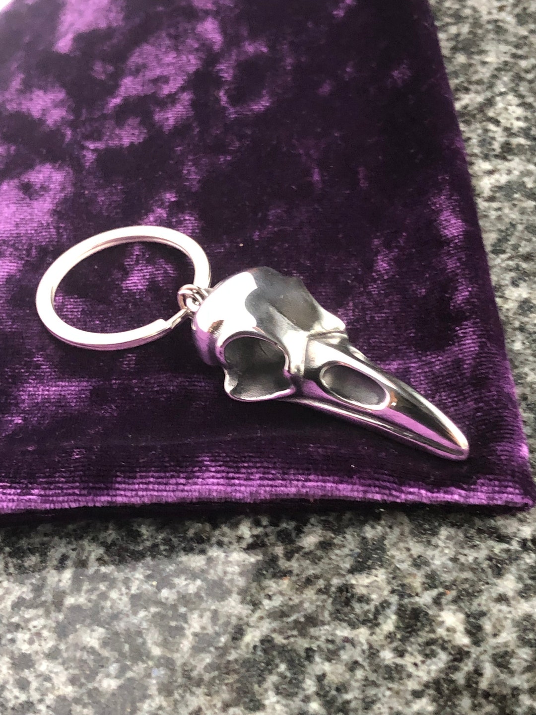 Gothic Raven Skull Keychain, Goth Macabre Key Chain for Boyfriend ...