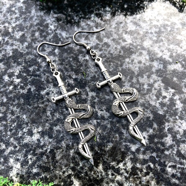 Silver Snake Earrings - Etsy