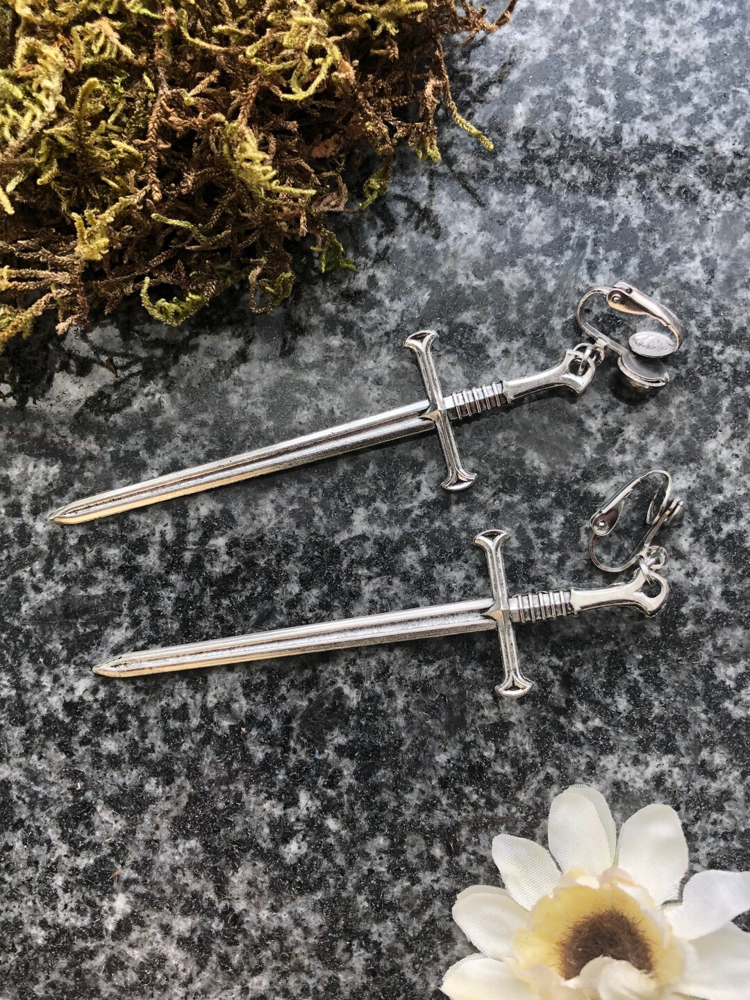 Sword Clip-on Earrings, Nickel-free Clasps, Large Sword and Dagger ...