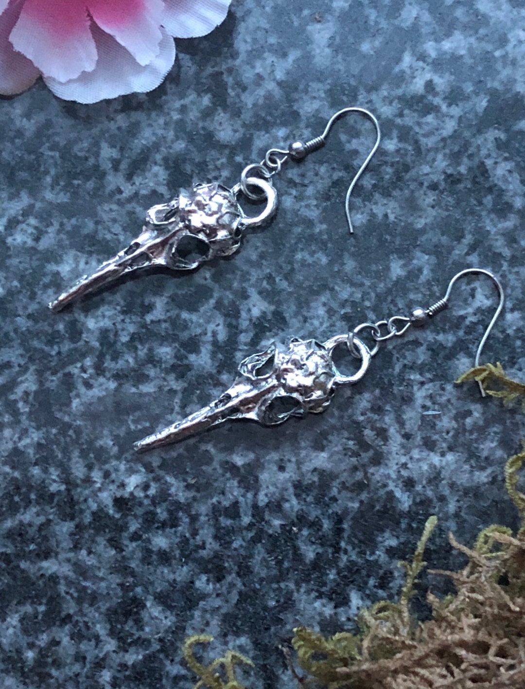 Hypoallergenic Gothic Raven Skull Earrings Odins Ravens - Etsy