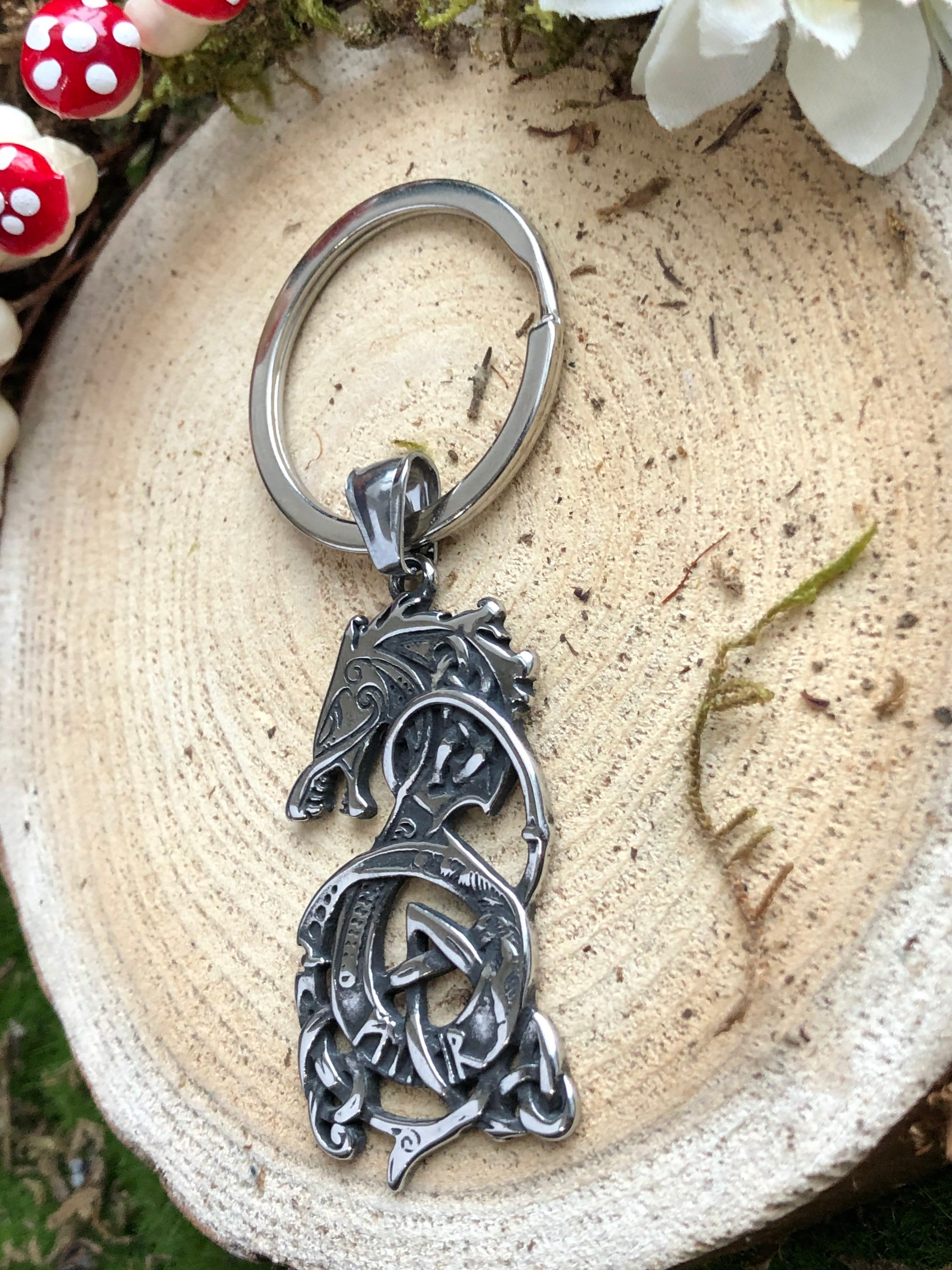 Viking Dragon Key Chain Celtic Dragon Keychain Nordic Gift - Etsy