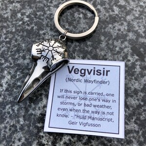 Gothic Raven Skull Keychain, Viking Compass Vegvisir, Nordic Wayfinder ...