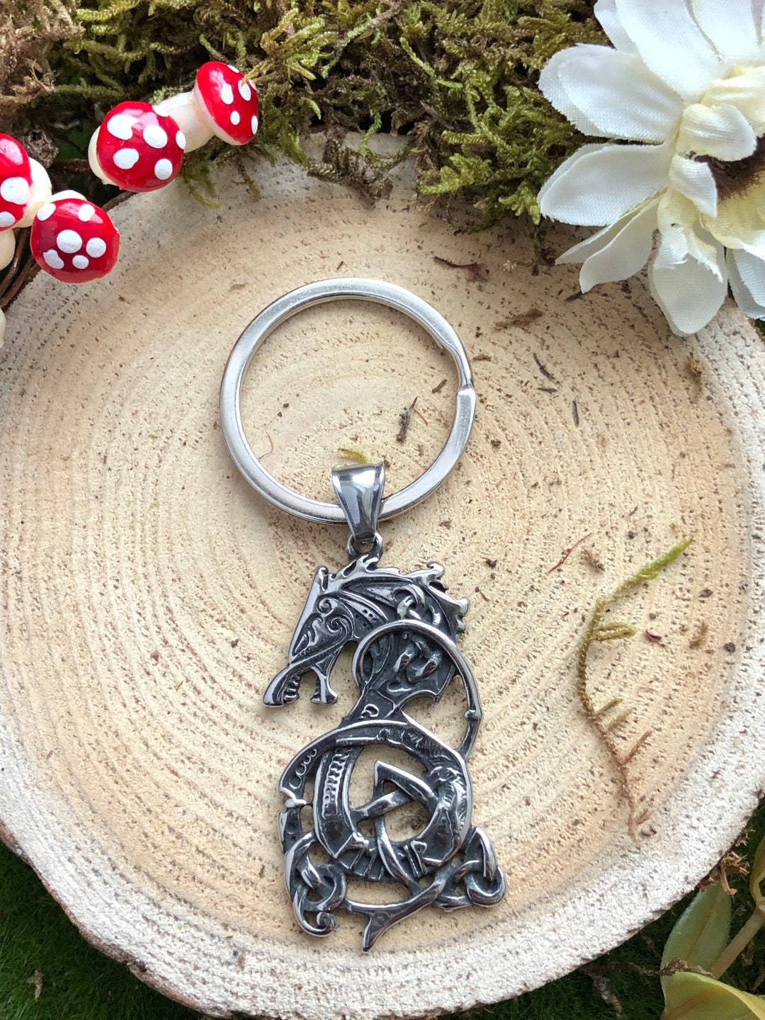 Viking Dragon Key Chain Celtic Dragon Keychain Nordic Gift for Man ...