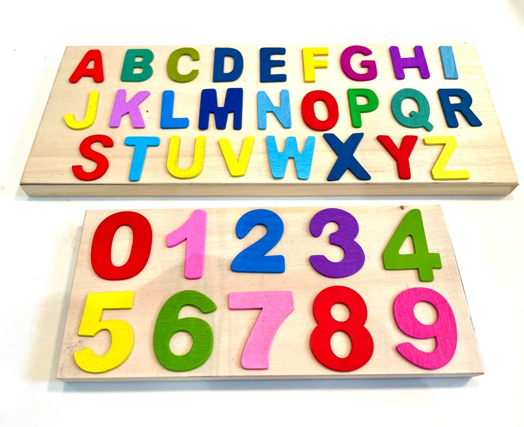 Wooden Alphabet Letters A-Z Wooden Numbers Sensory Play, Spelling ...