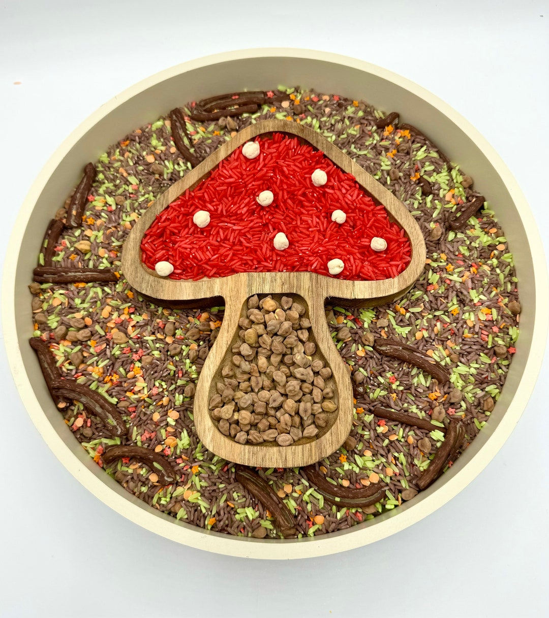 Wooden Toadstool Tray Sensory Tuff Tray Montessori Sensory Play Loose ...
