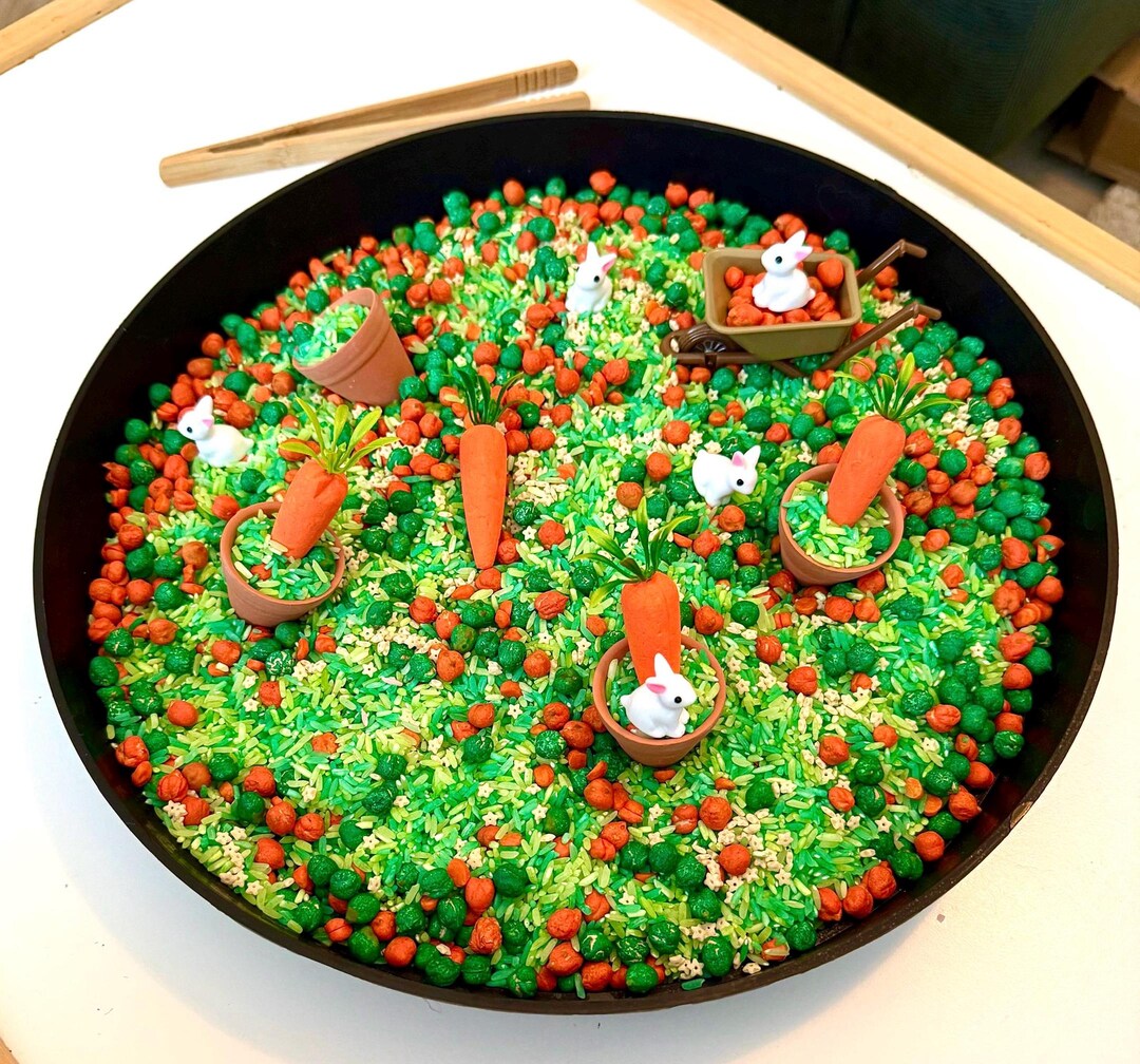 Cute Bunny Sensory Bin Themed Sensory Mix Play Set Carrot Patch Sensory ...