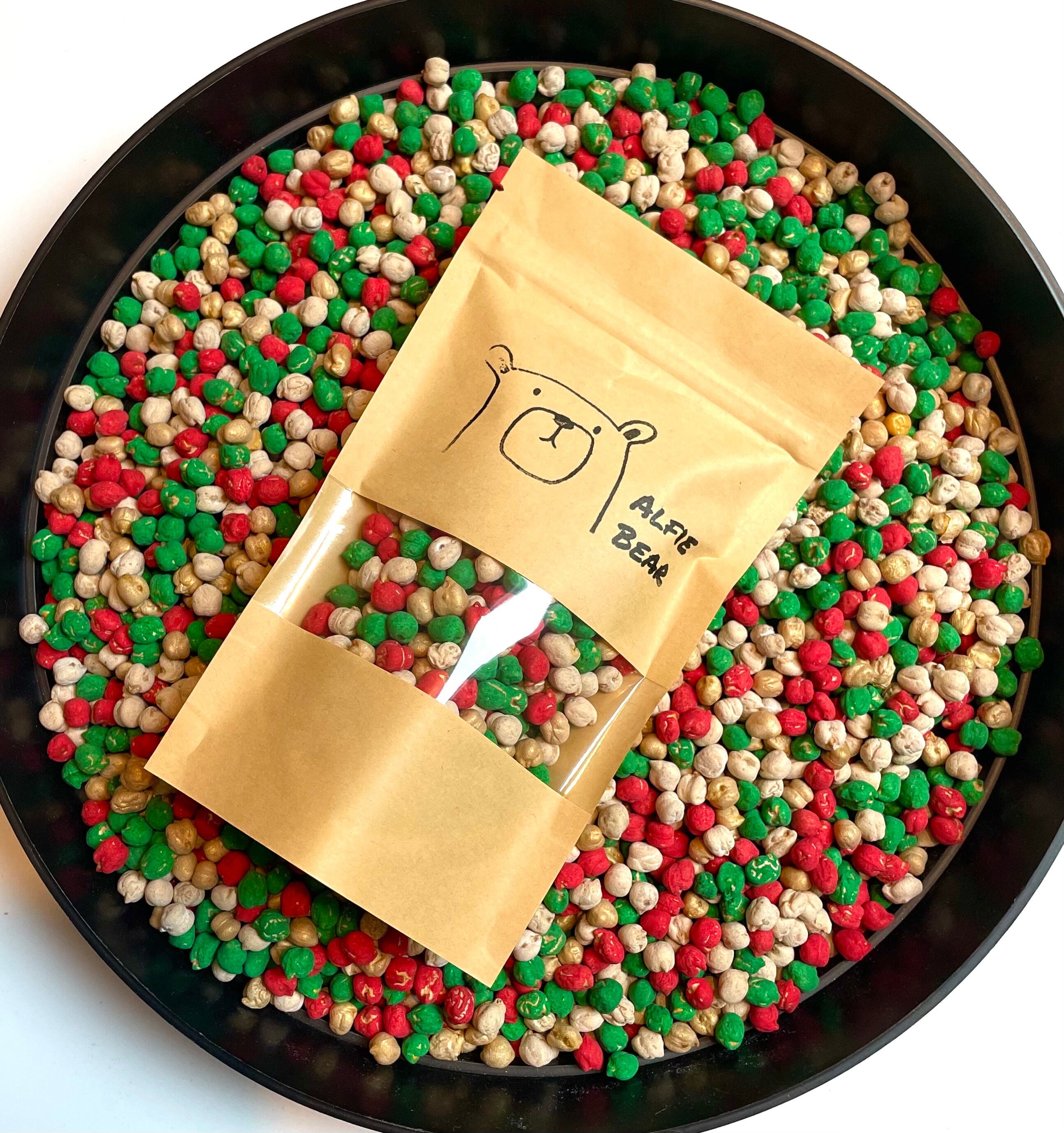 Christmas Themed Sensory Chickpeas Base Metallic Gold Xmas Tray ...