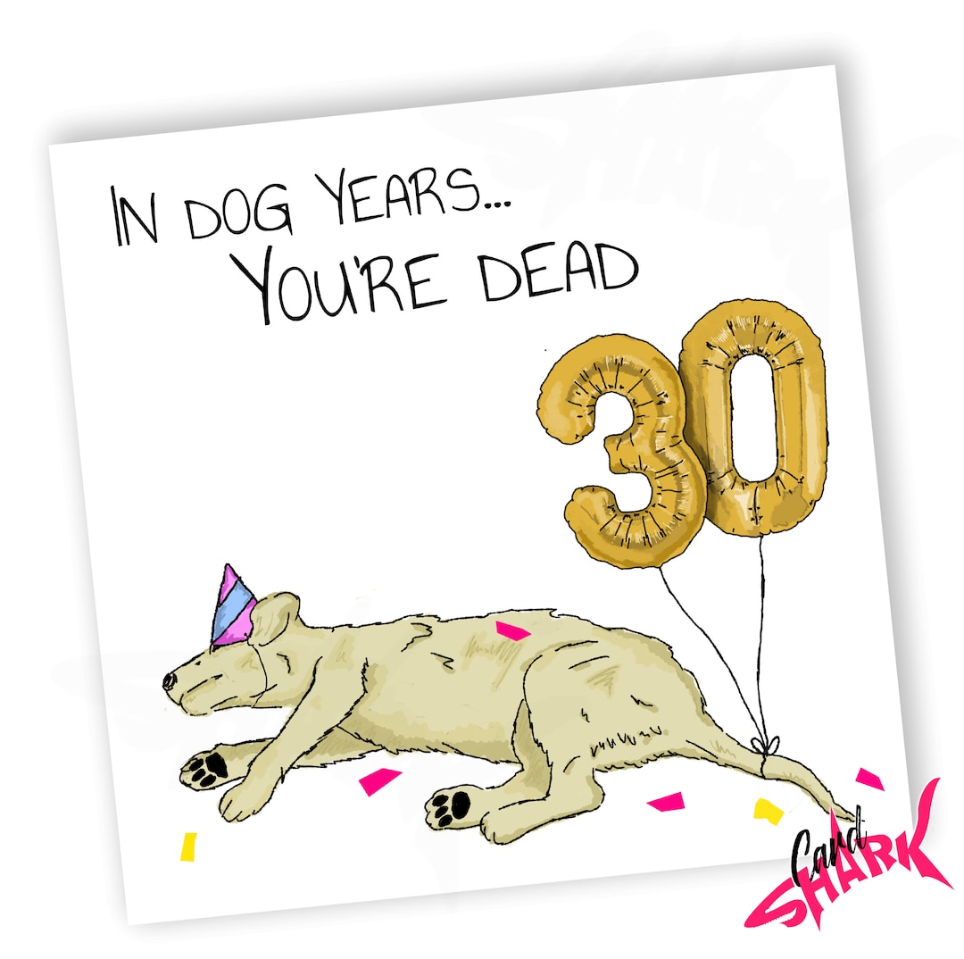 Dog Years 30th Birthday Card, Old Age Funny 30th Birthday Card, Dog ...
