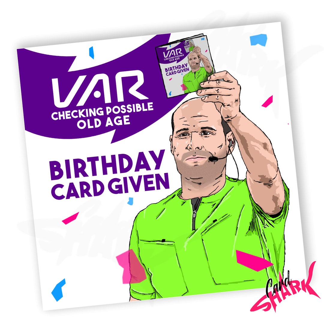 VAR Birthday Card for Son, Card Given Football Birthday Card, Funny ...