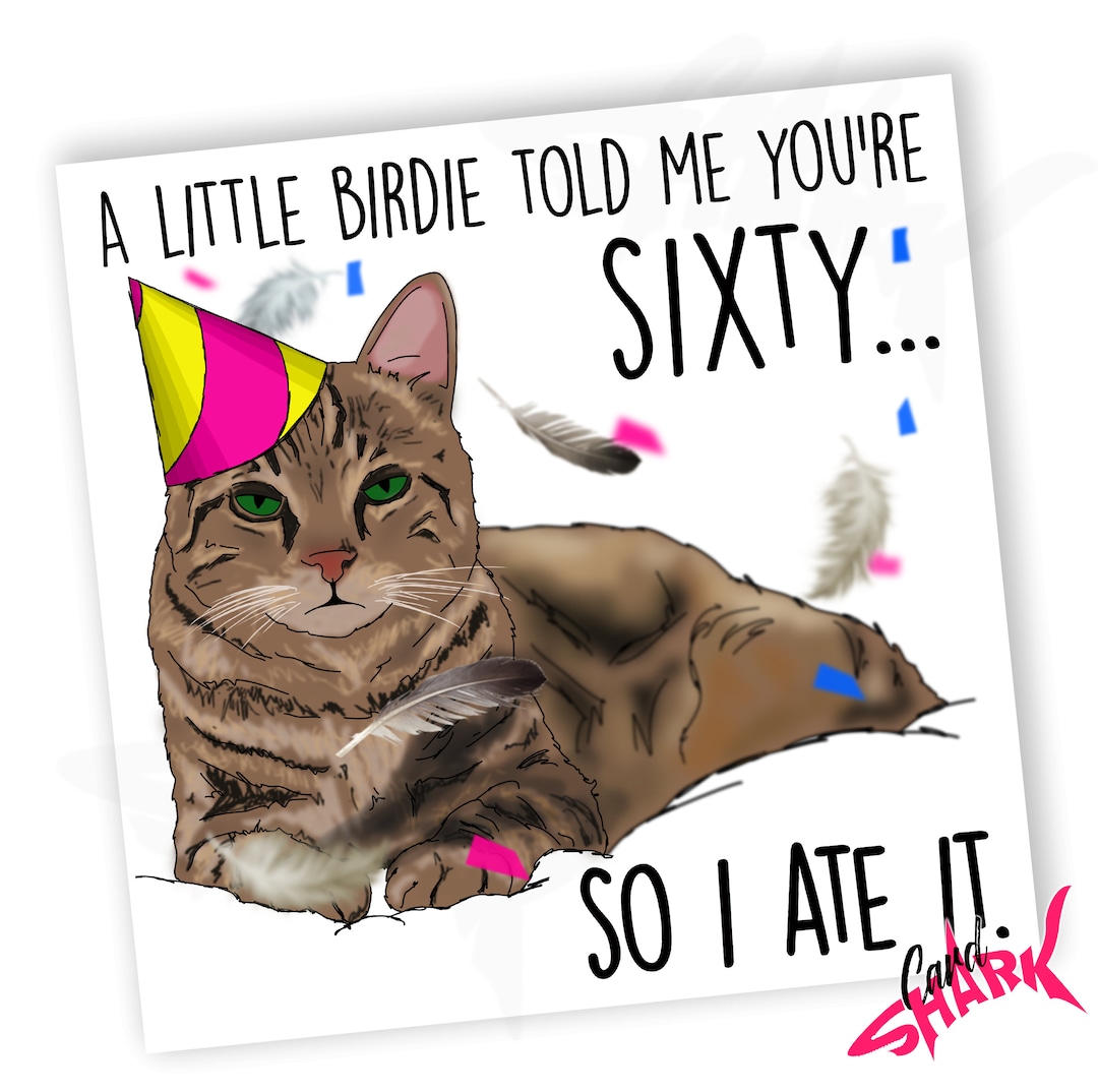 Cat 60th Birthday Card, 60th Cat Dad Gift, Cat Mum 60th Birthday Card ...