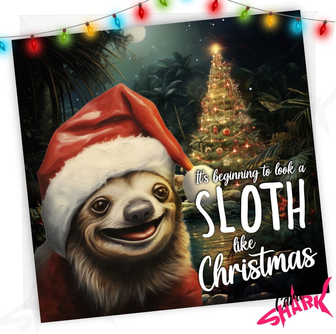 Sloth Christmas Card Funny Cards for Her for Him Animal - Etsy