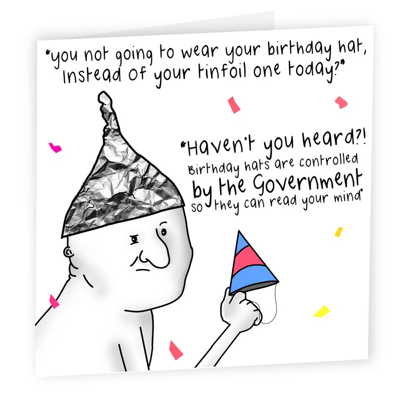 Conspiracy Theory Birthday Card, Funny Card for Him, Dad, Brother ...