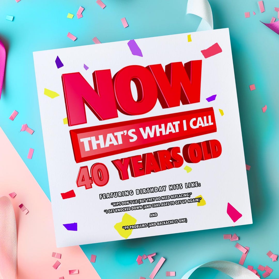 Now That's What I Call 40, Funny 40th Birthday Card for Him, for Her ...