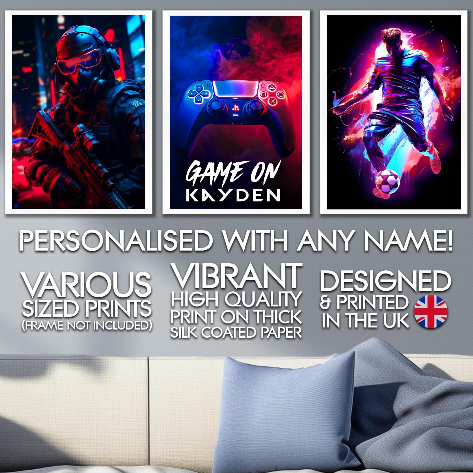 Customised Gaming Prints, Gaming Prints, Gaming Gift, Bedroom Prints ...