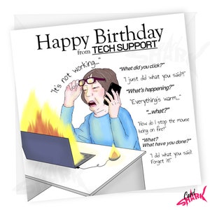 Tech Support Birthday Card, Funny Card for Her, Mum, Nan, Rude Birthday ...