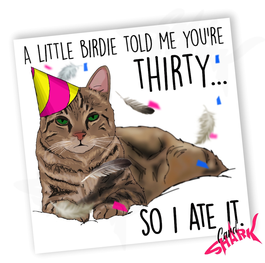 Cat 30th Birthday Card, 30th Cat Dad Gift, Cat Mum 30th Birthday Card ...
