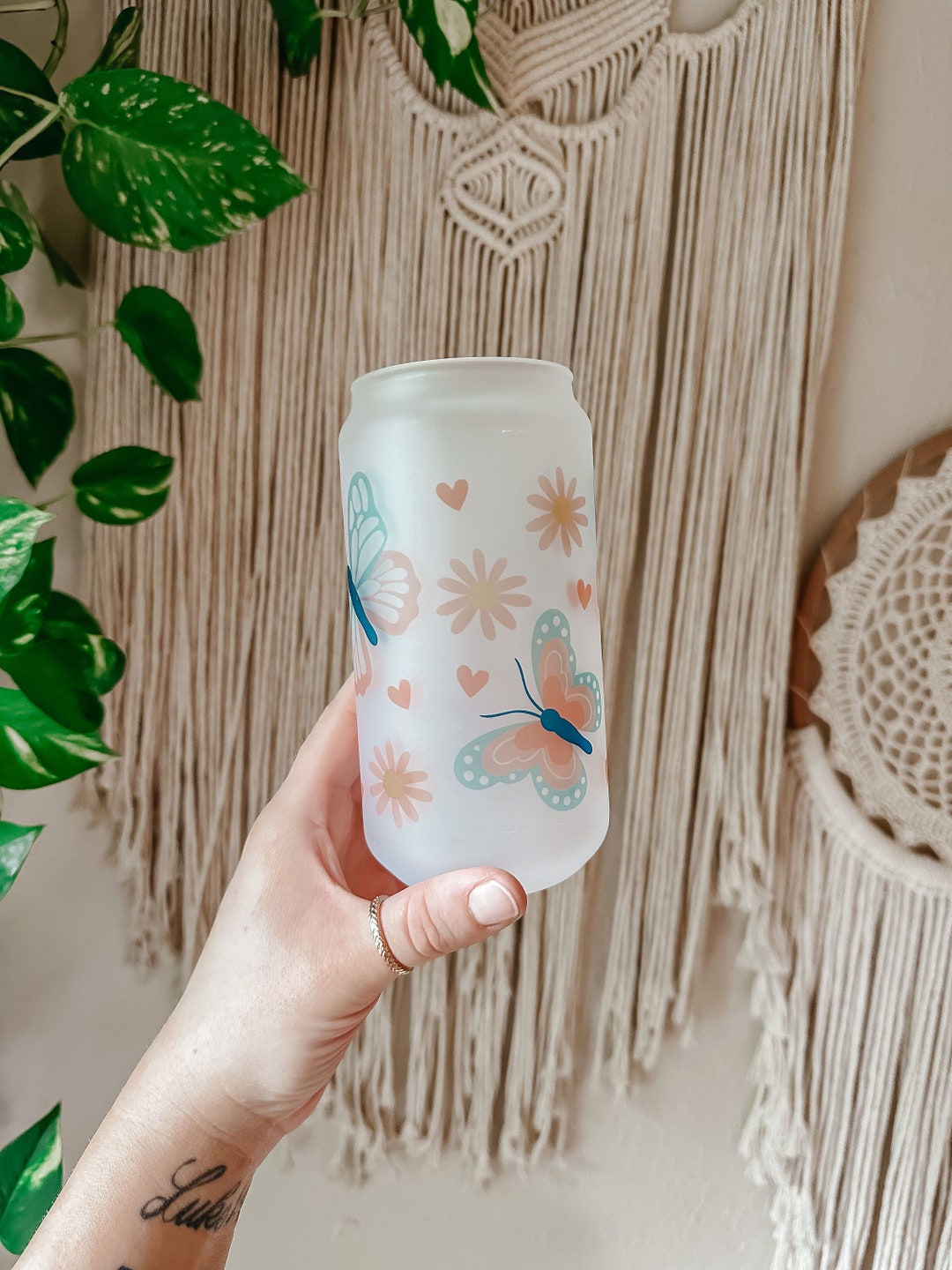 BUTTERFLY Spring Glassware Butterflies Retro 16oz - Etsy