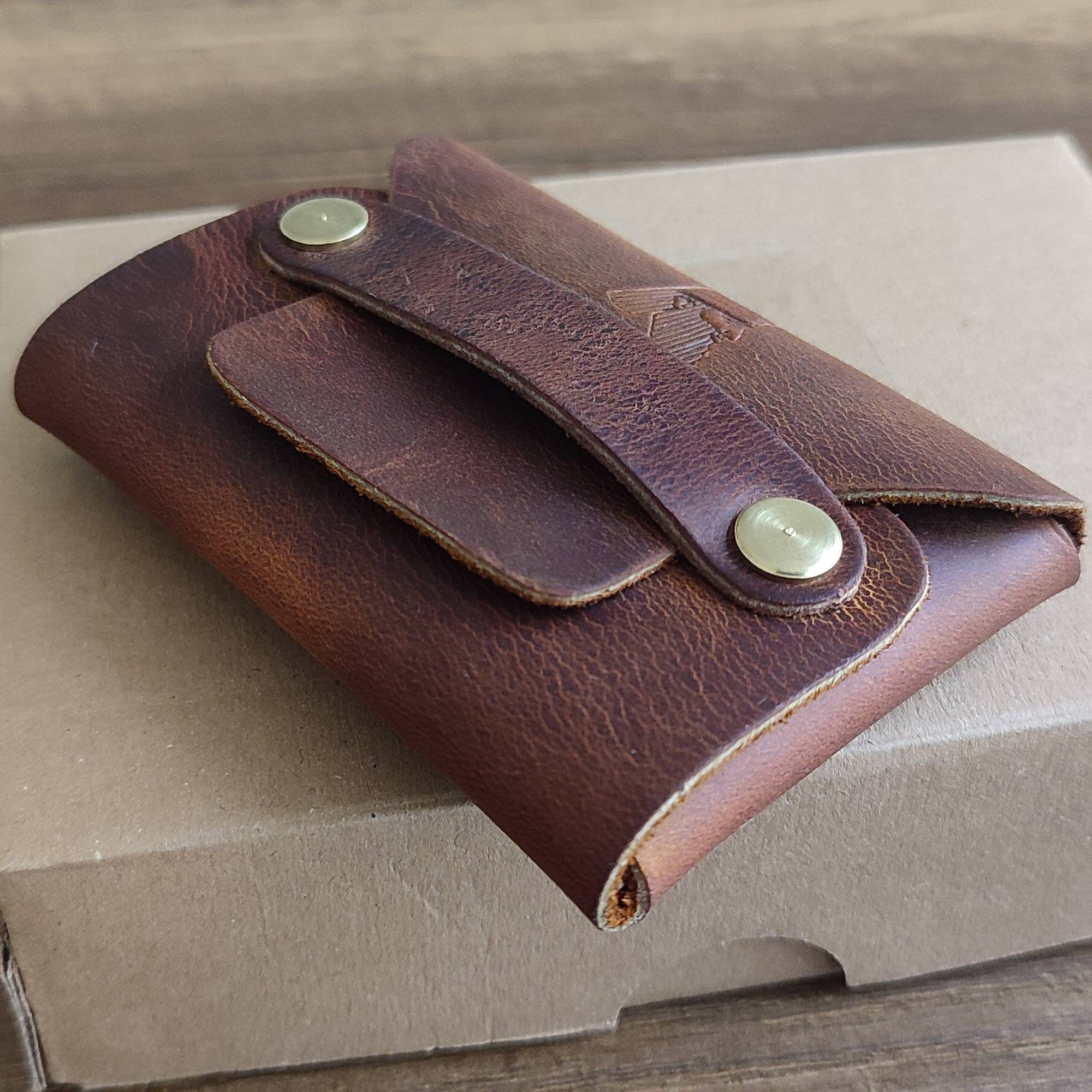 Leather Gift Wallet Tan Stitchless Palm Wallet Minimalist High-quality ...