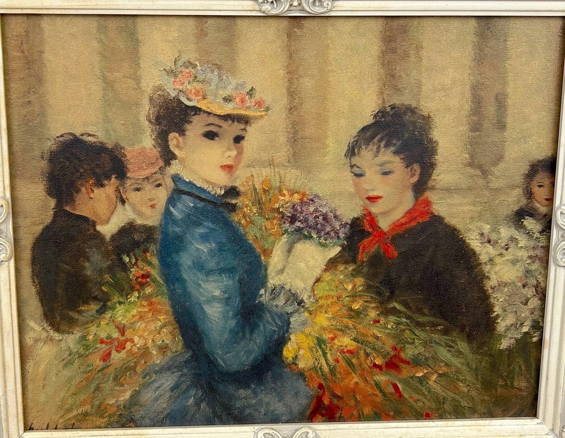 Vintage Cherry Jeffe Huldah Print, 1950's Woman at the Market Cherry ...