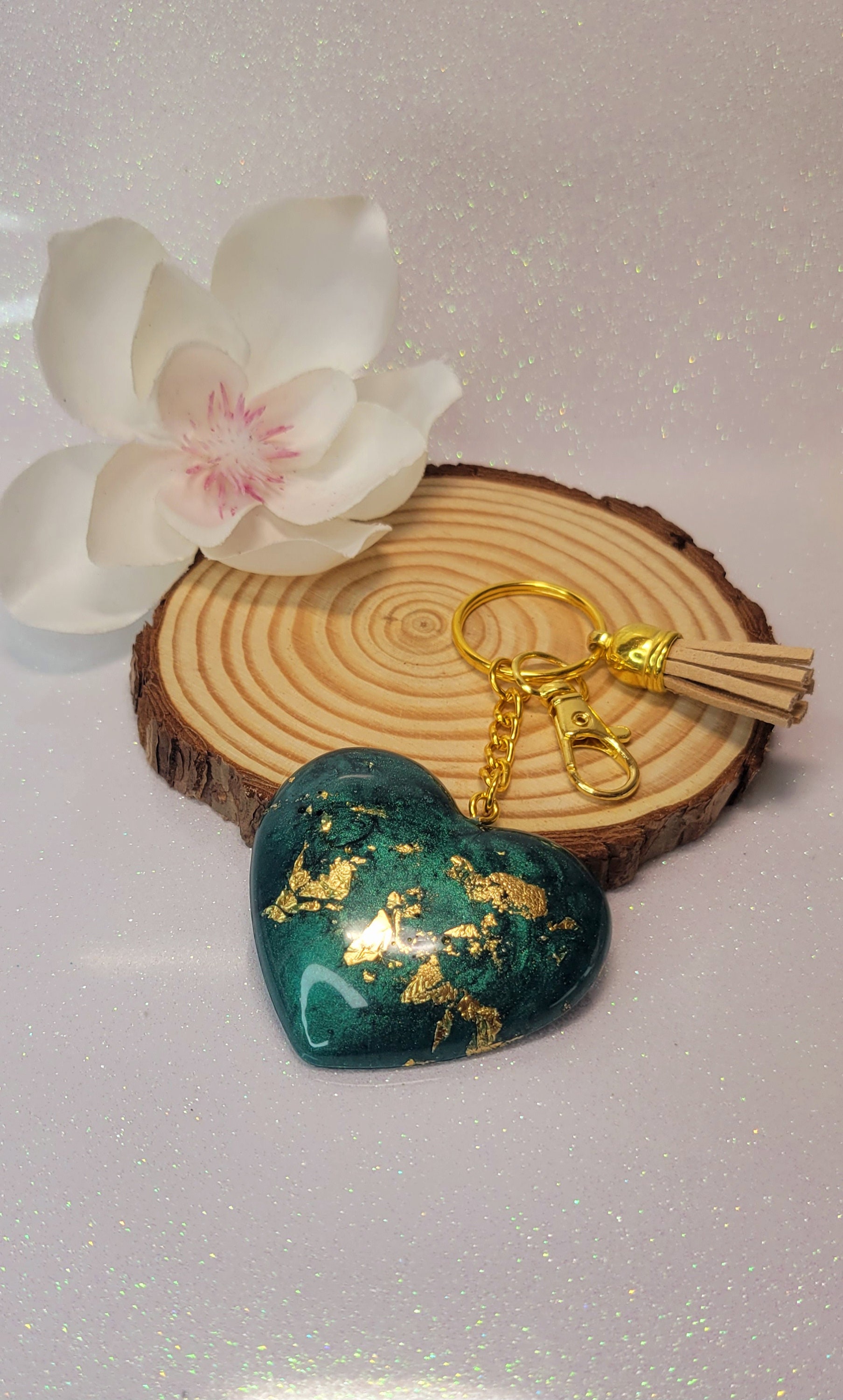 Dark Emerald Green Keychain Heart Keychain Emerald Green and - Etsy