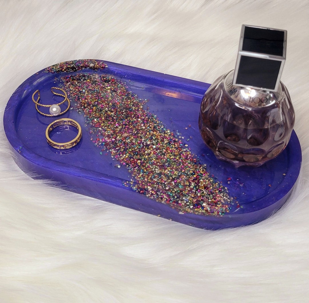 Purple Tray, Resin Tray, Jewelry Storage, Tray, Purple Home Decor ...
