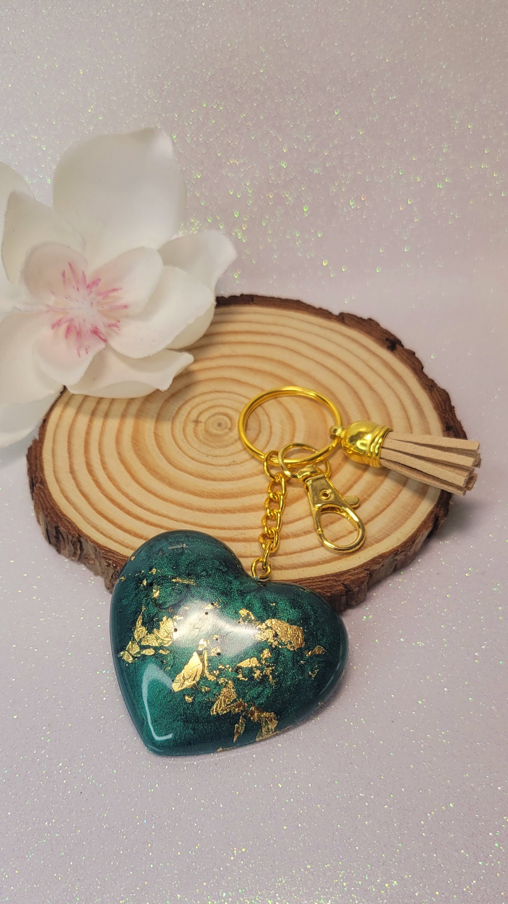 Dark Emerald Green Keychain Heart Keychain Emerald Green and - Etsy