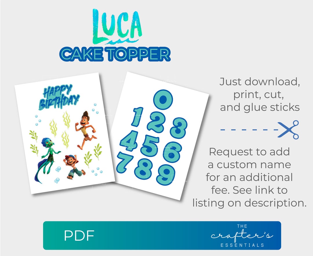 Luca Cake Topper DIGITAL | PDF File | Party Printable P002 - Etsy