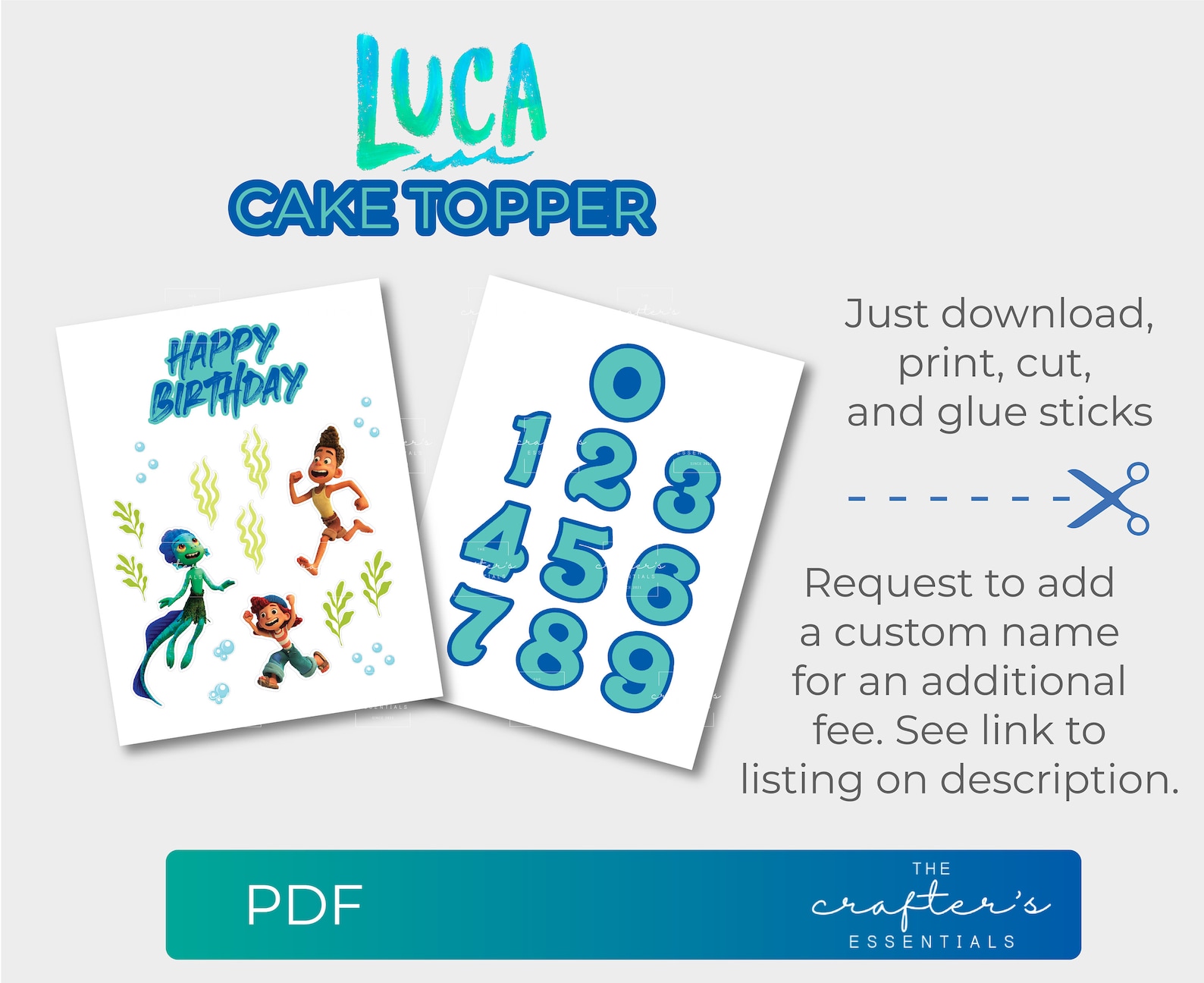 Luca Cake Topper DIGITAL | PDF File | Party Printable P002 - Etsy