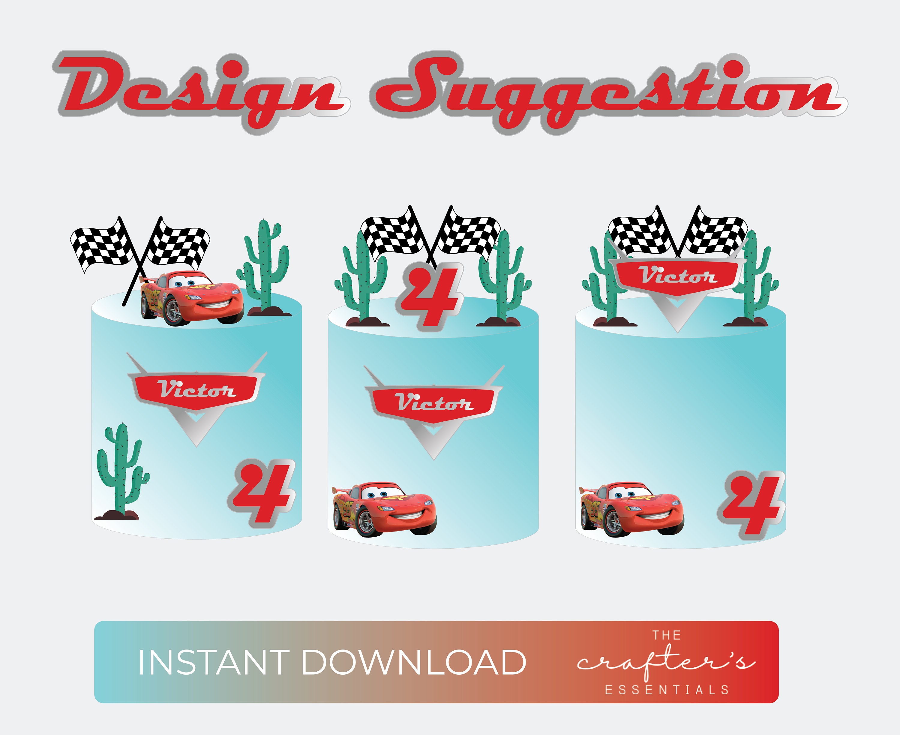 Cars Cake Topper DIGITAL PDF File Party Printable P003 - Etsy