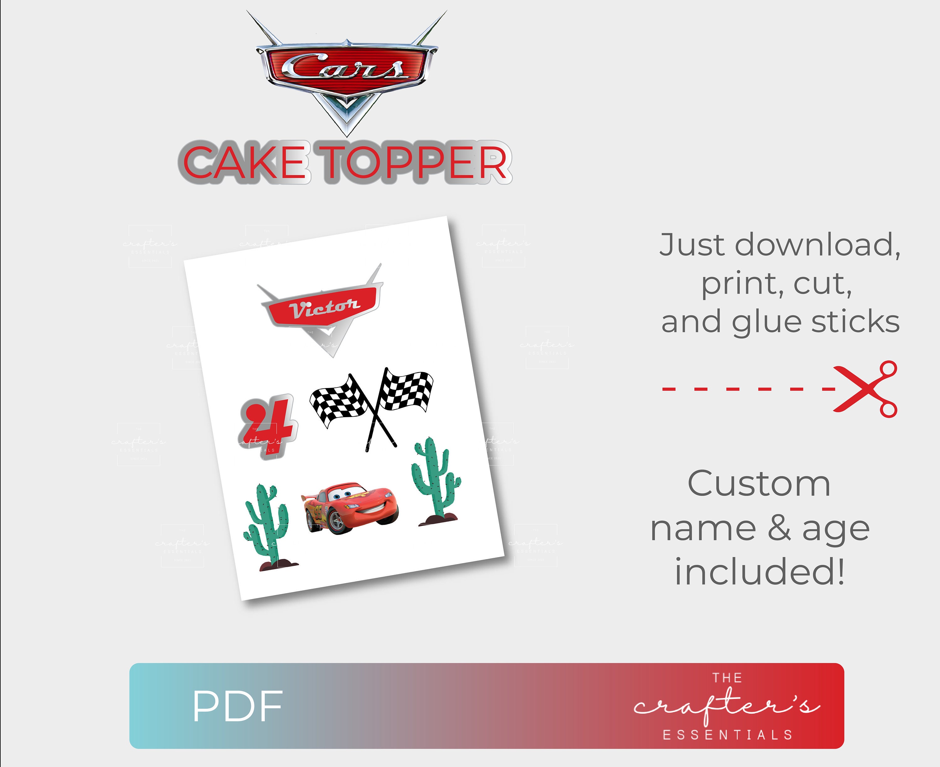 Cars Cake Topper DIGITAL PDF File Party Printable P003 - Etsy