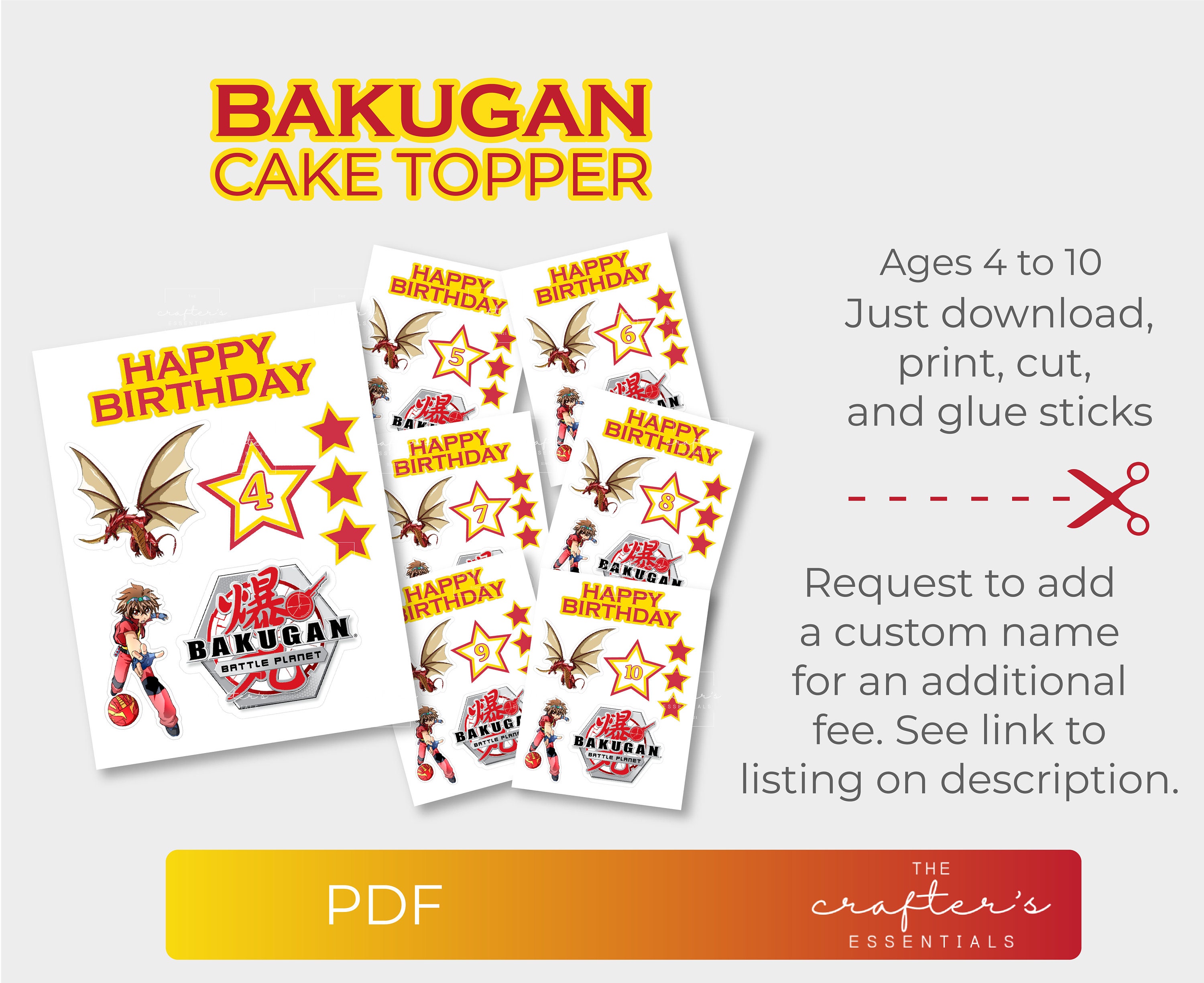 Bakugan Cake Topper DIGITAL | PDF File | Party Printable P001 - Etsy