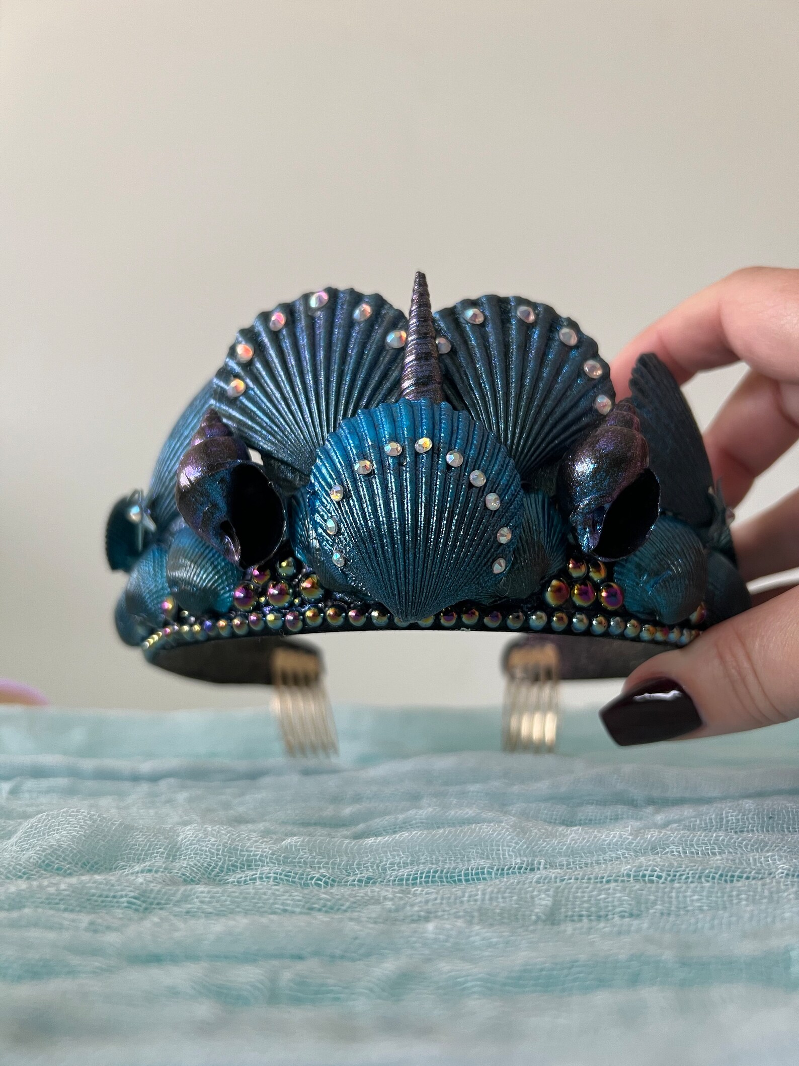 Dark Siren Mermaid Crown Seashells Pearls Cosplay Wedding - Etsy