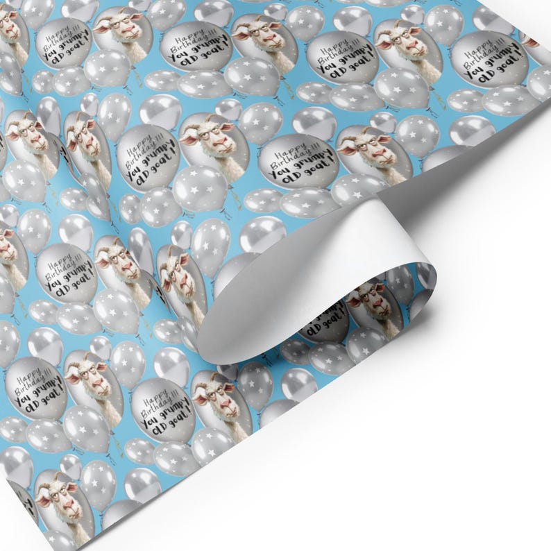 Happy Birthday You Grumpy Old Goat Wrapping Paper Sheets Novelty Funny ...